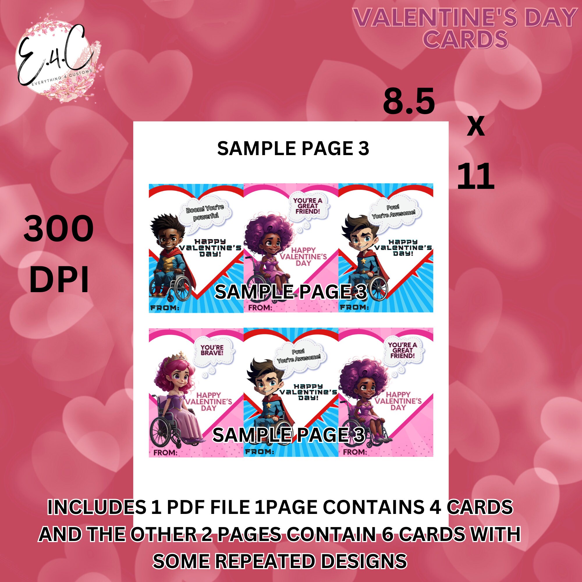 Special Needs Wheelchair Valentine's Day Cards, Superhero, Princess ...