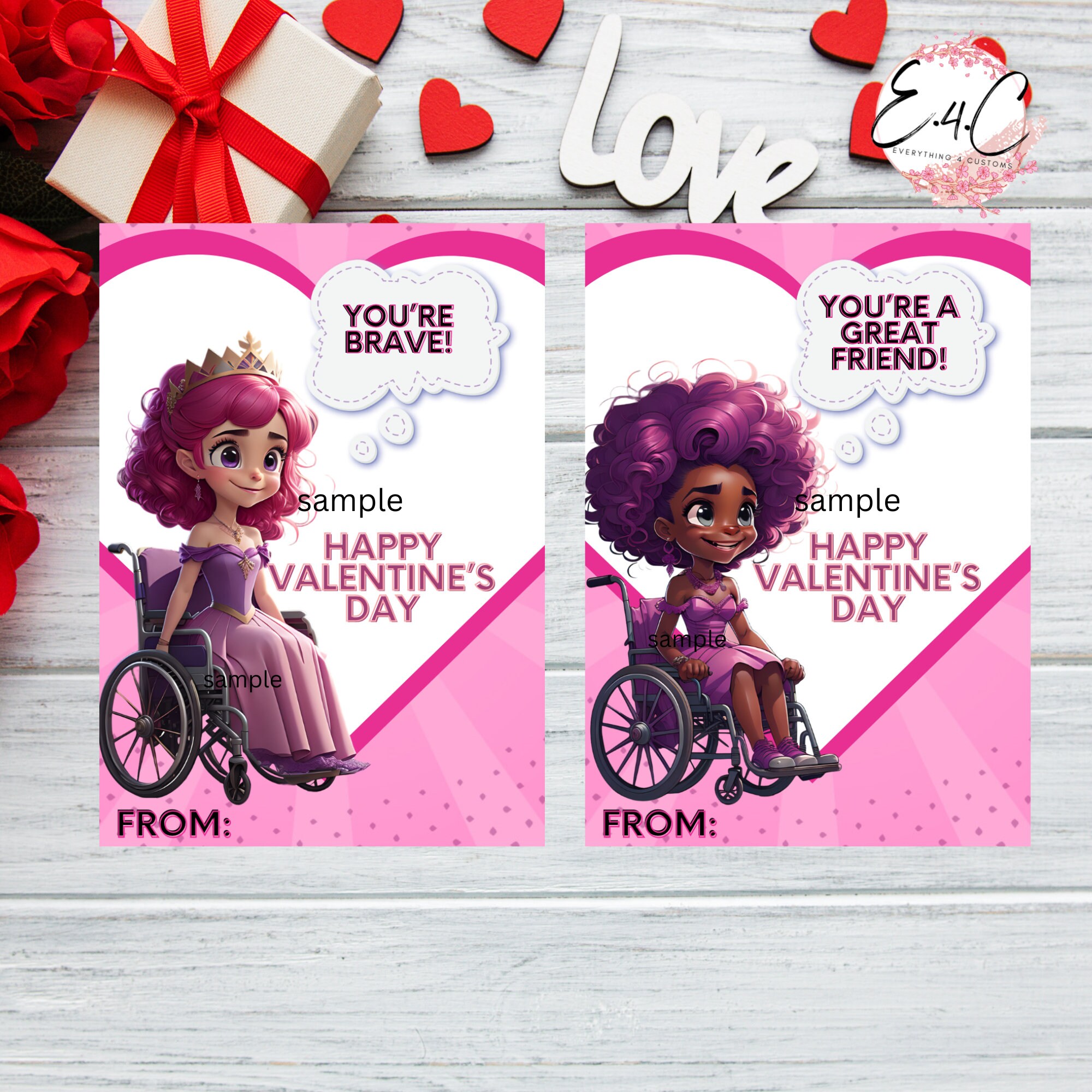 Special Needs Wheelchair Valentine's Day Cards, Superhero, Princess ...