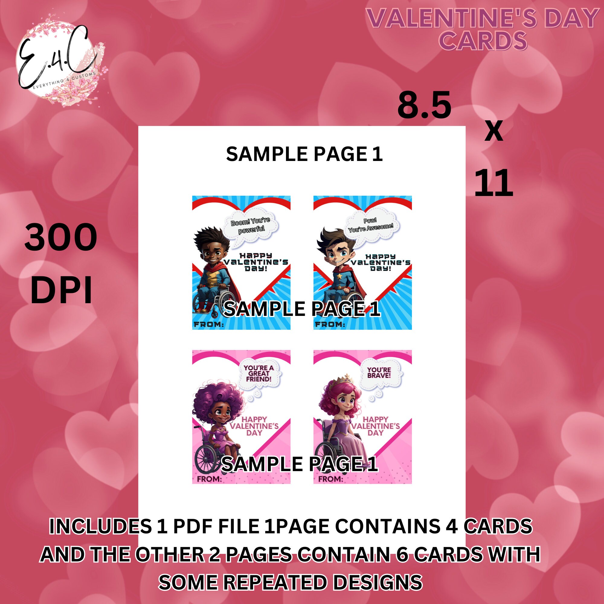 Special Needs Wheelchair Valentine's Day Cards, Superhero, Princess ...