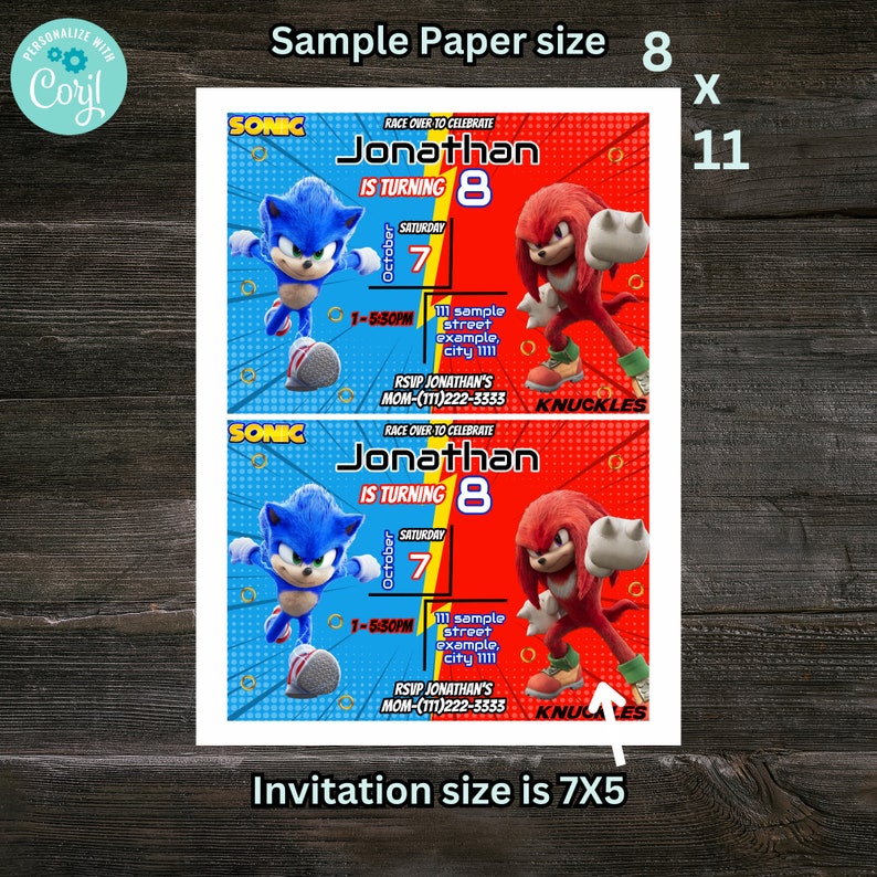 Sonic Birthday Invitation Printable Sonic Invitation Sonic Party Sonic ...