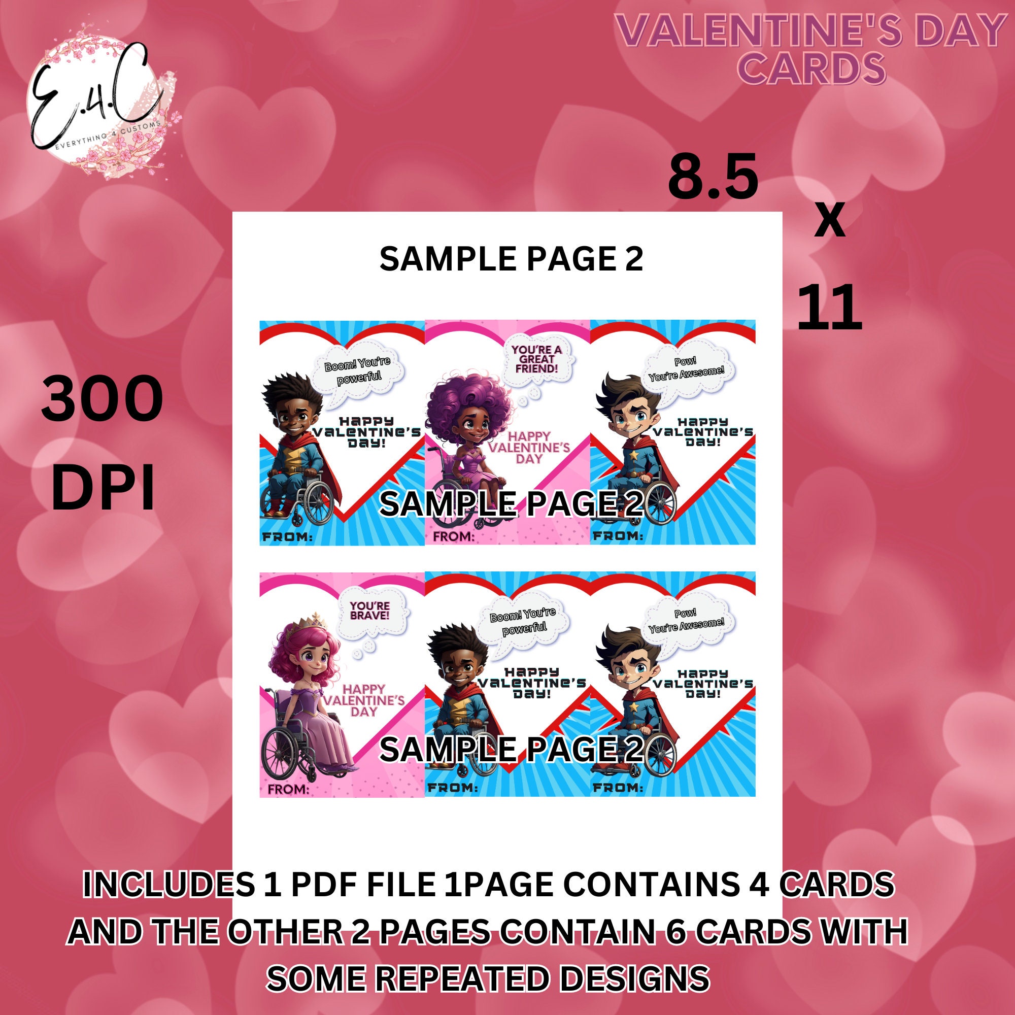 Special Needs Wheelchair Valentine's Day Cards, Superhero, Princess ...