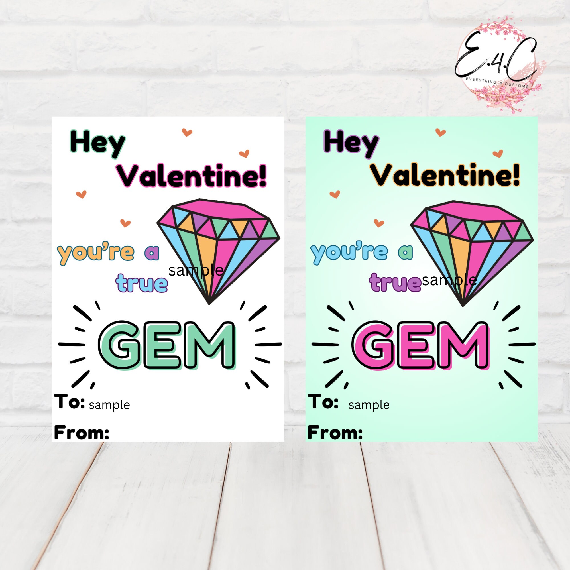 Ring Pop Valentine Cards, Printable Valentine Cards, Gemstone Valentine ...
