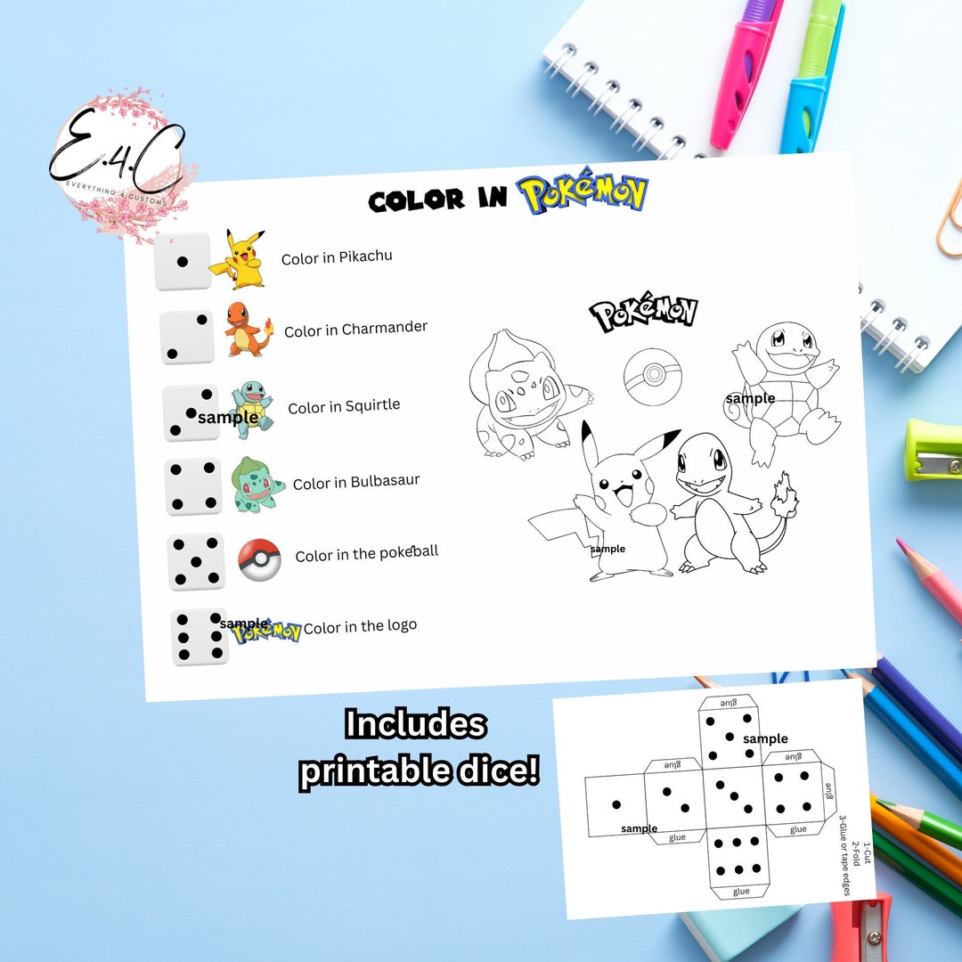 Pokémon Printable Game, Activity Sheet, Kids Party Favors, Pokémon Game ...