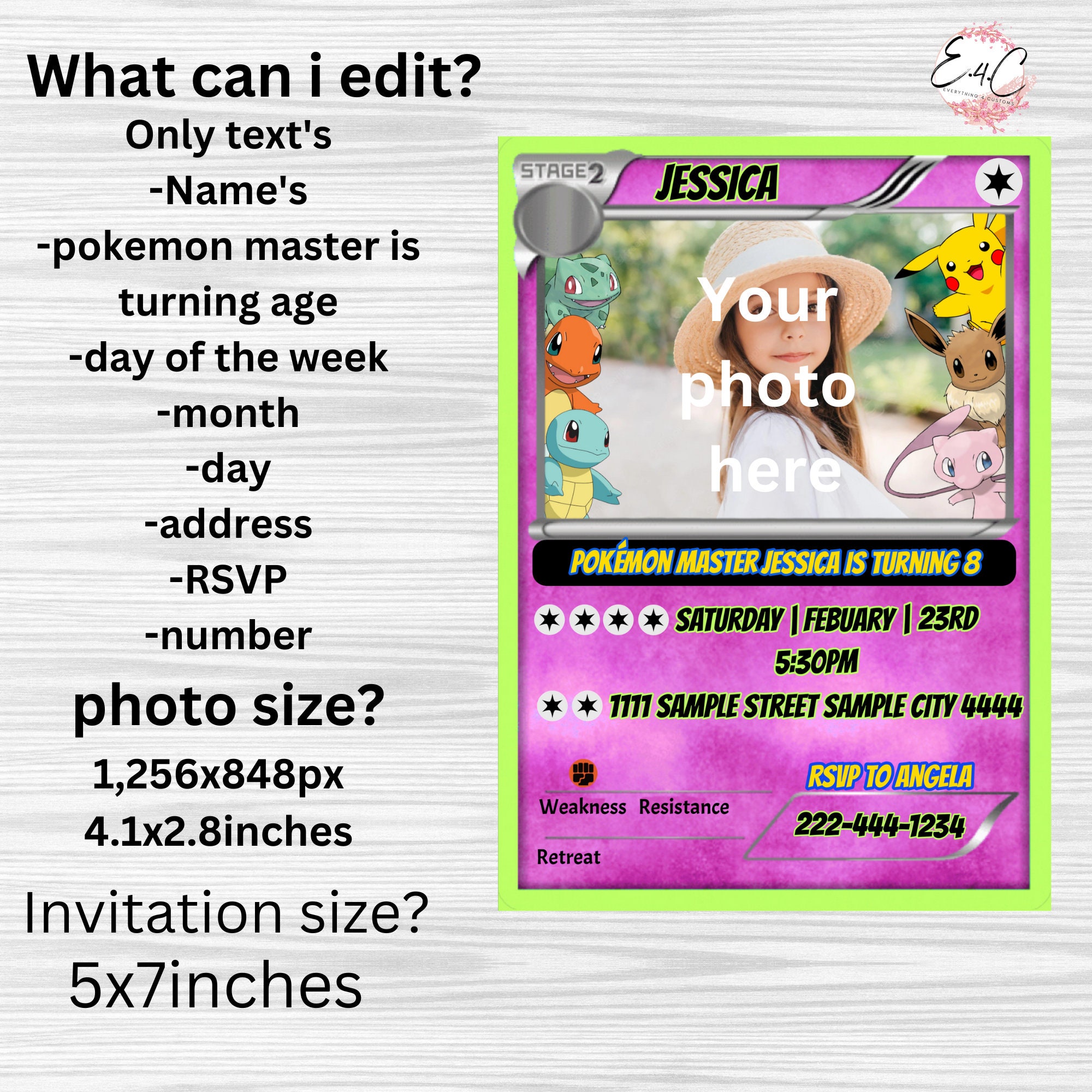 Pokemon Birthday Invitation Birthday Invitations for Kids - Etsy