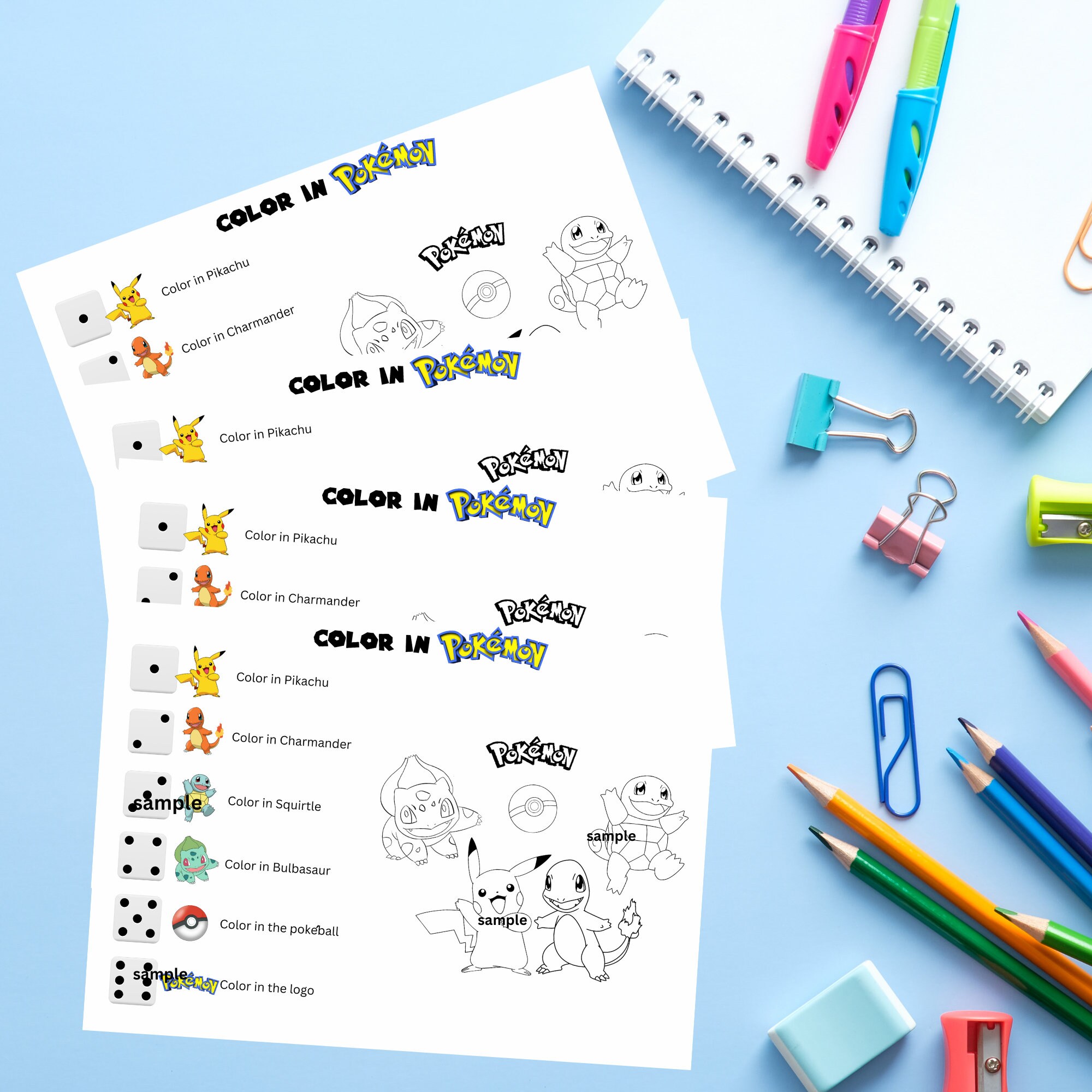Pokémon printable game Activity sheet kids party favors - Etsy México