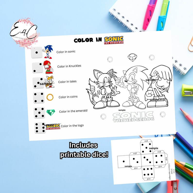 Sonic Printable Game, Activity Sheet, Kids Party Favors, Sonic Game ...