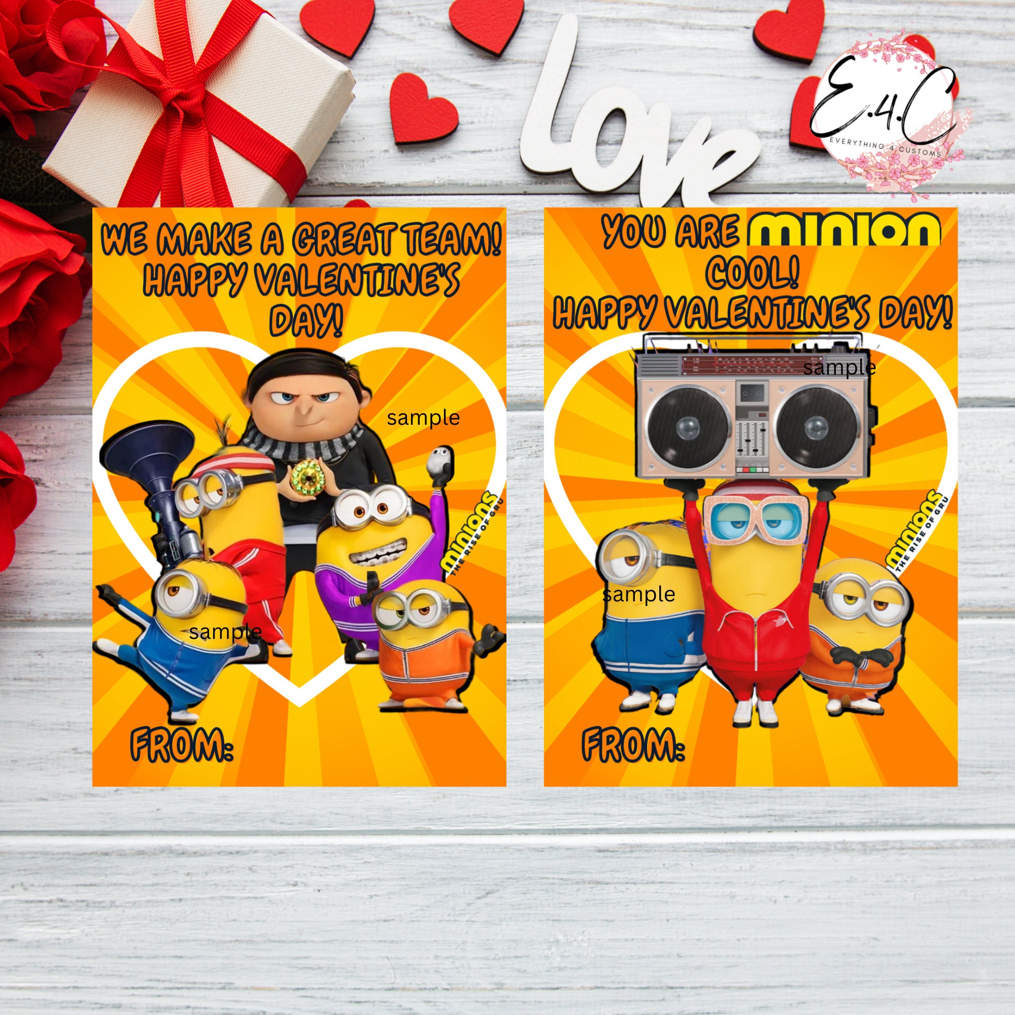 Minion Valentine's Day Cards Valentine Day Cards for - Etsy