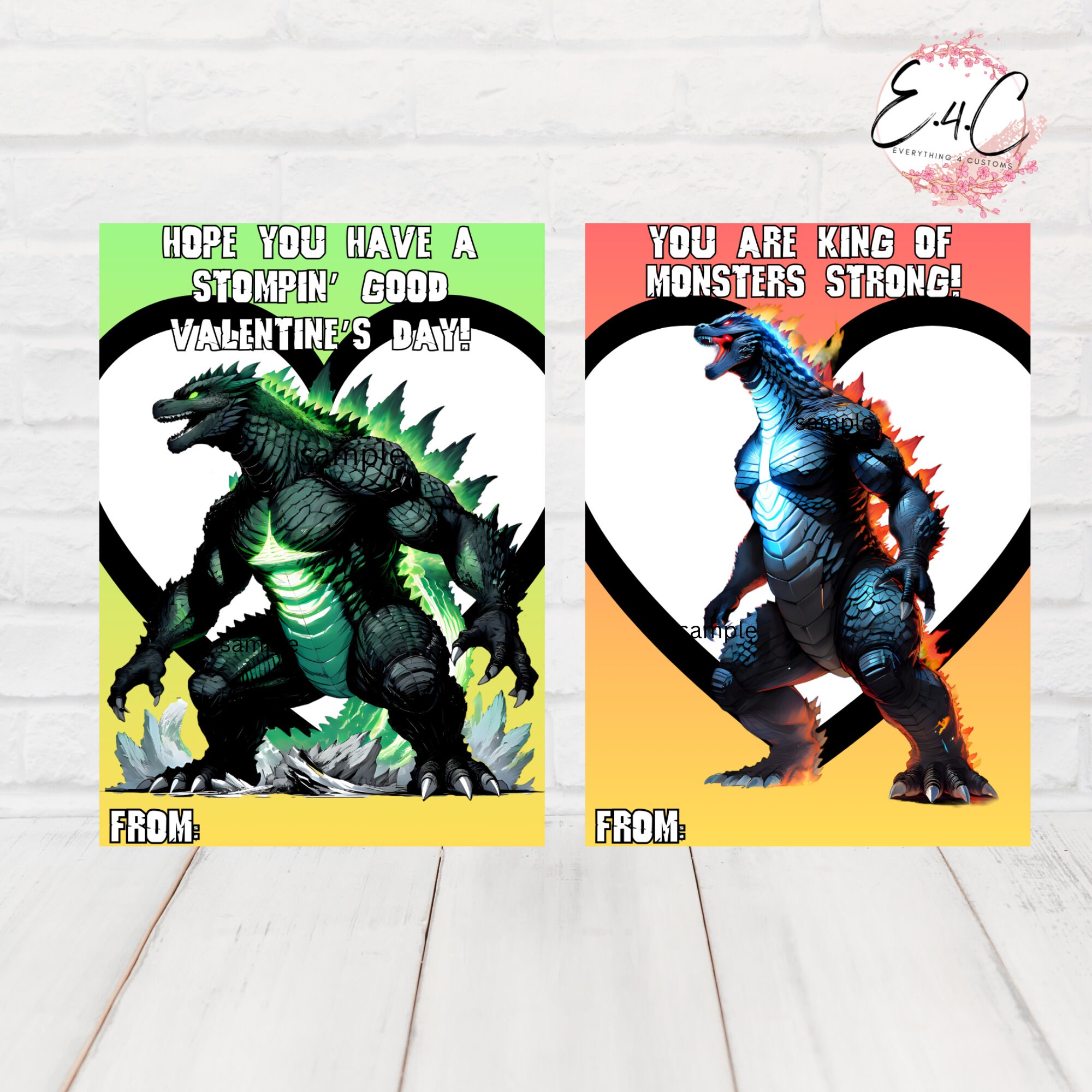 Godzilla Comic Valentine's Day Cards, Valentine Day Cards for Kids ...