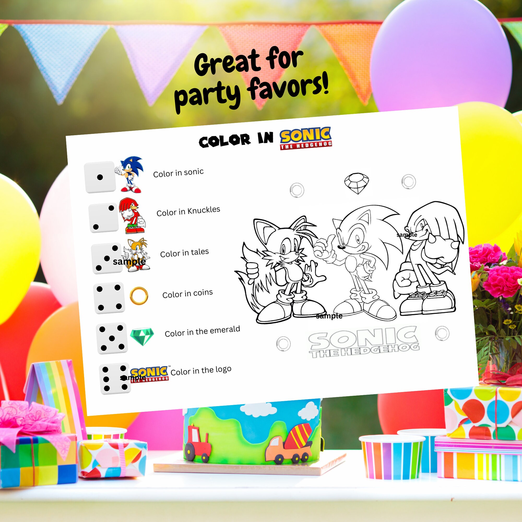 Sonic Printable Game, Activity Sheet, Kids Party Favors, Sonic Game ...