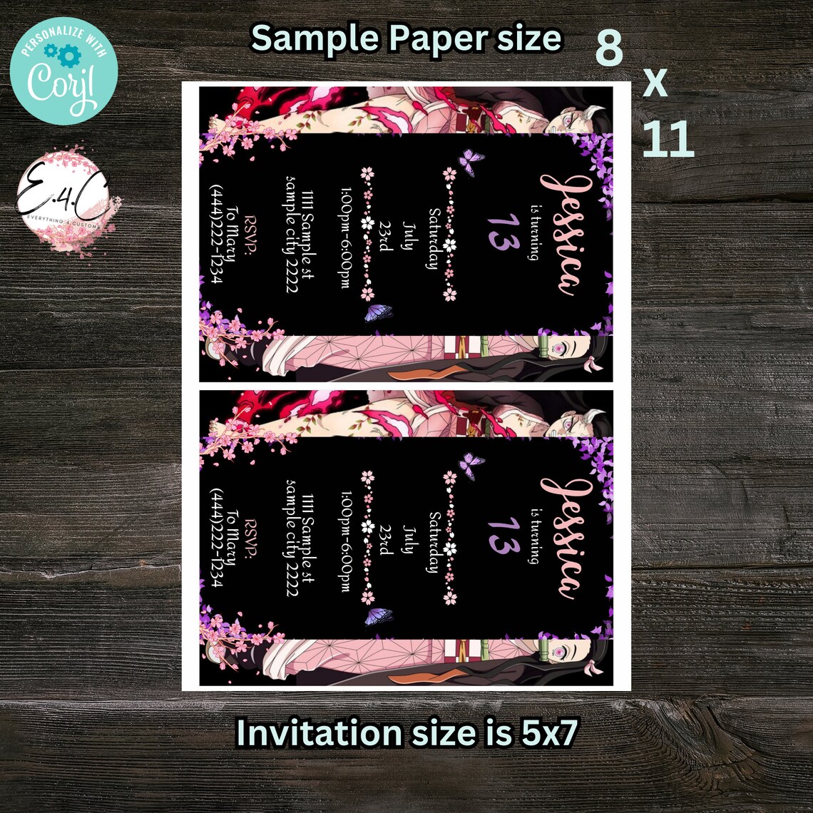 Anime Birthday Invitation, Manga Birthday Invitation, Editable Birthday ...