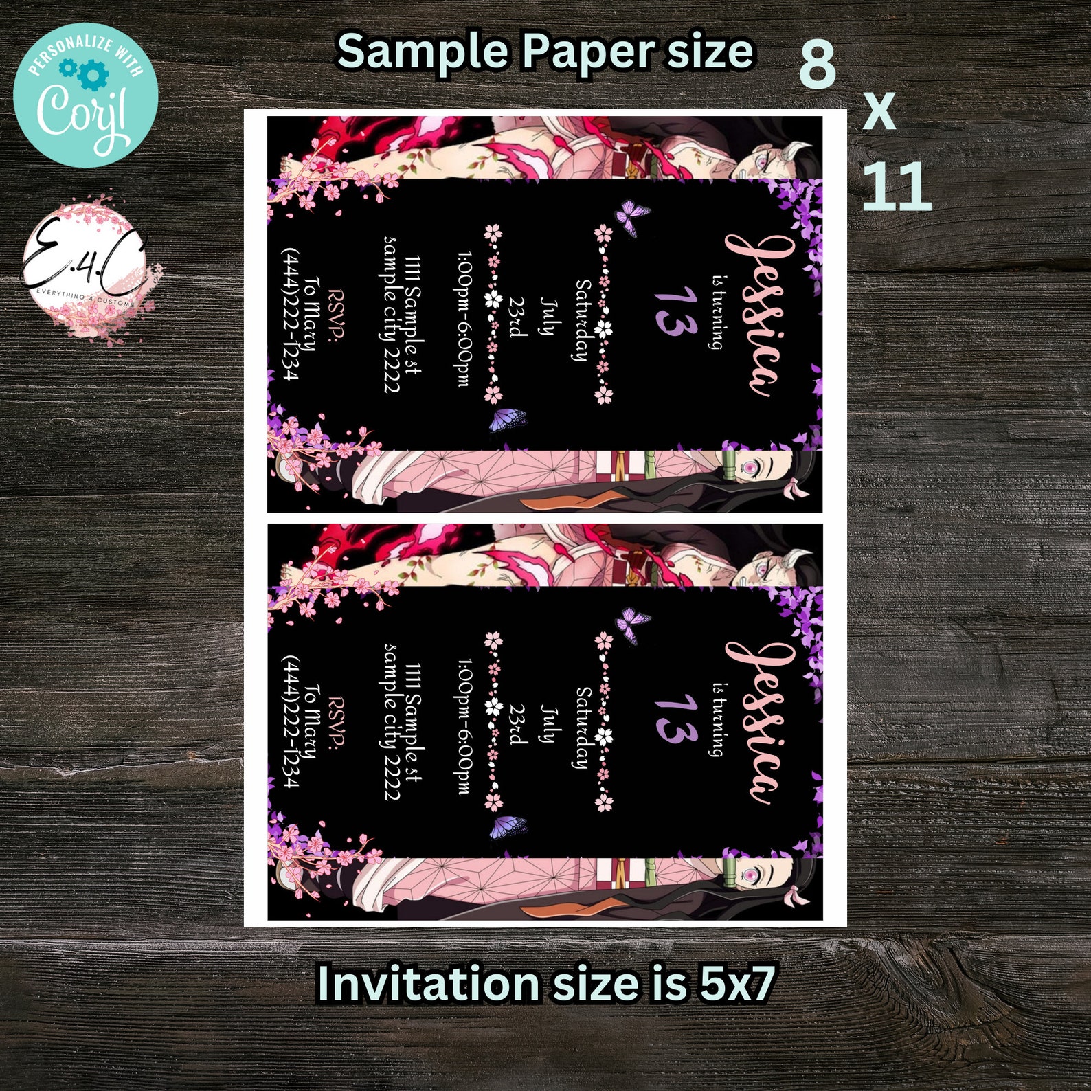 Anime Birthday Invitation, Manga Birthday Invitation, Editable Birthday ...