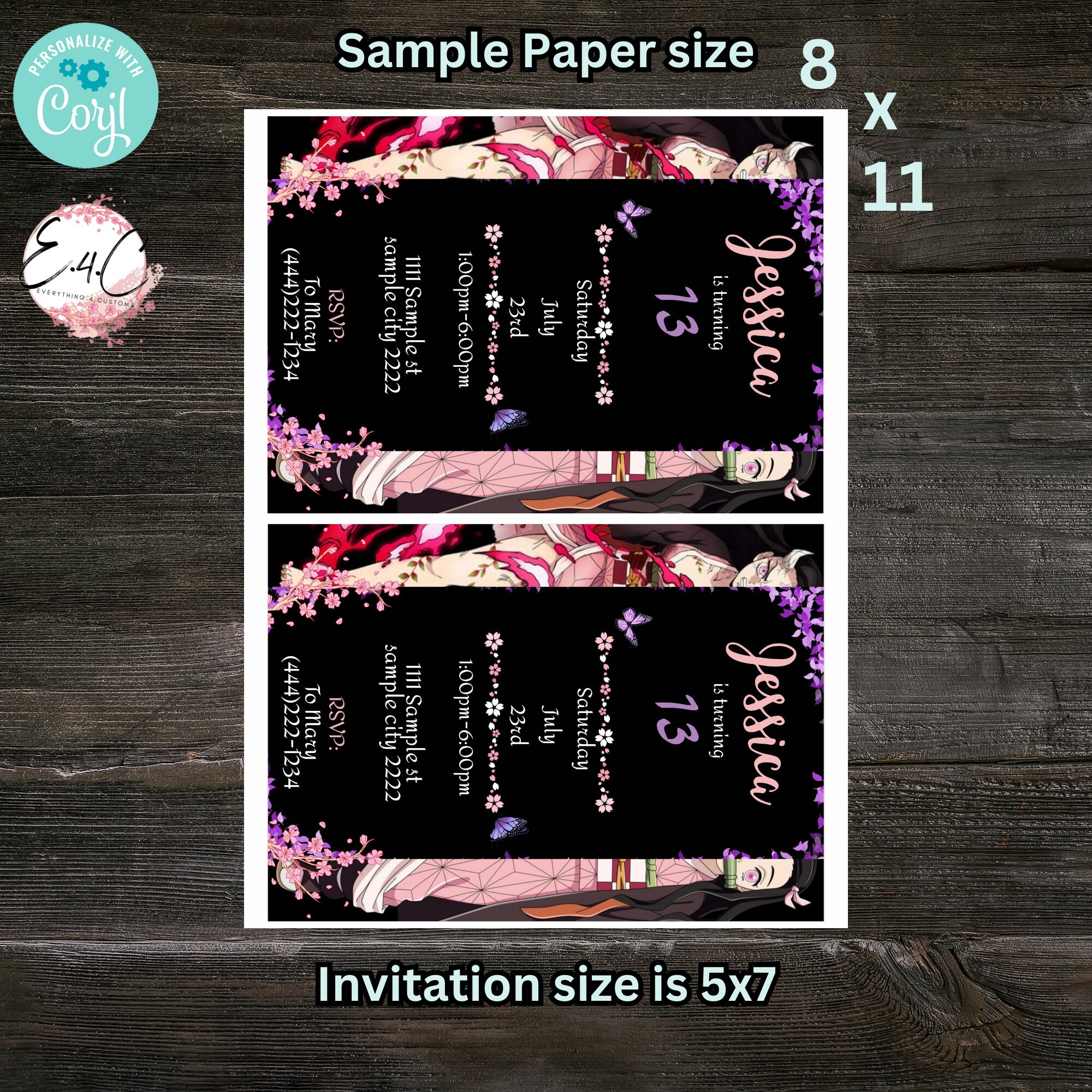 Anime Birthday Invitation, Manga Birthday Invitation, Editable Birthday ...