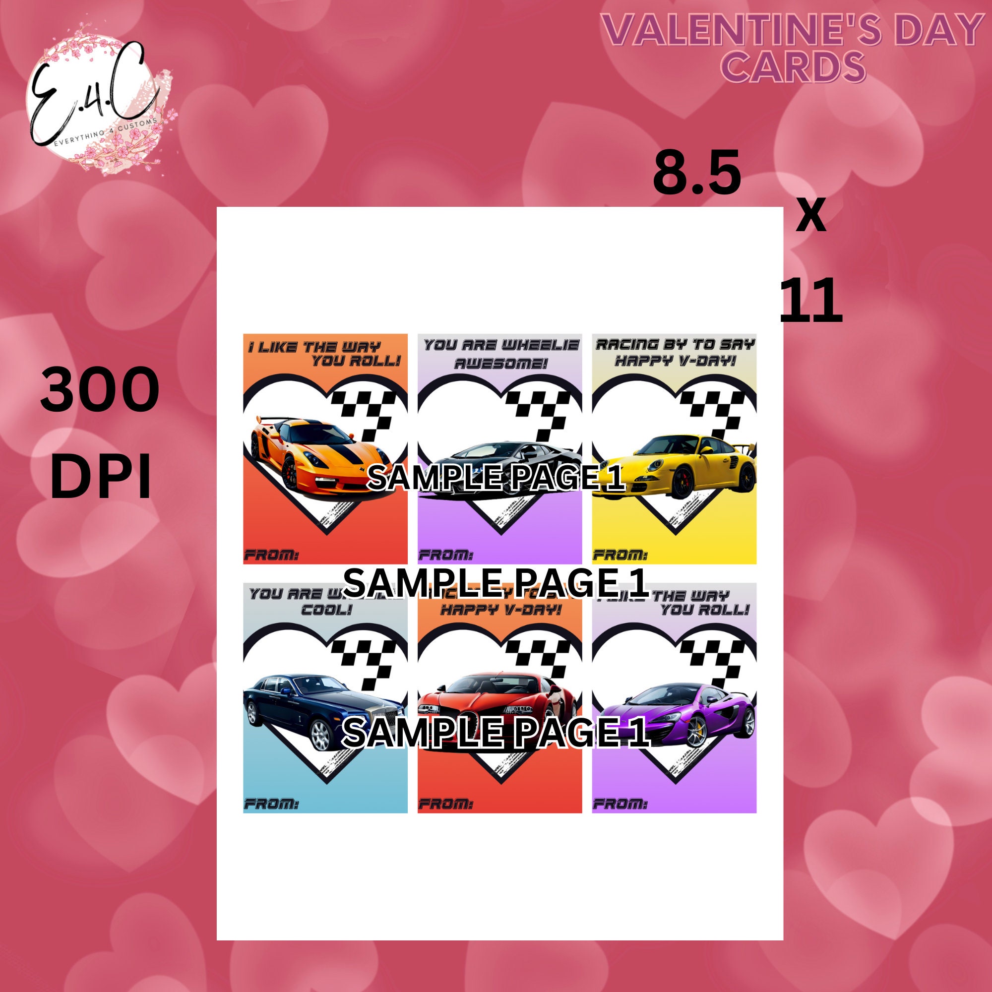 Race Car Valentine's Day Cards, Racer Valentine Cards, Printable Kids ...