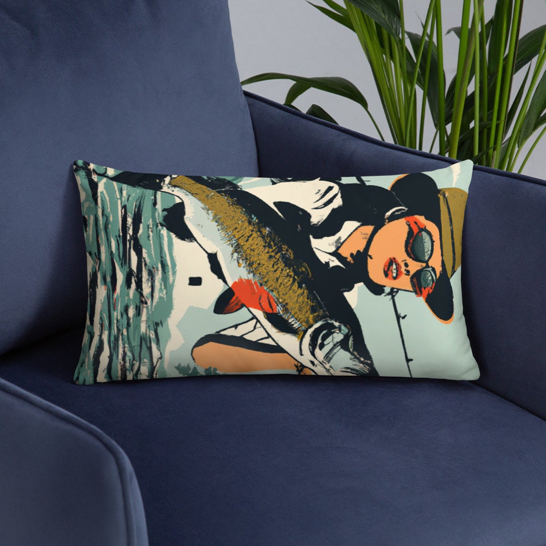 Throw Pillow, Fly Fishing Vintage Print - Etsy