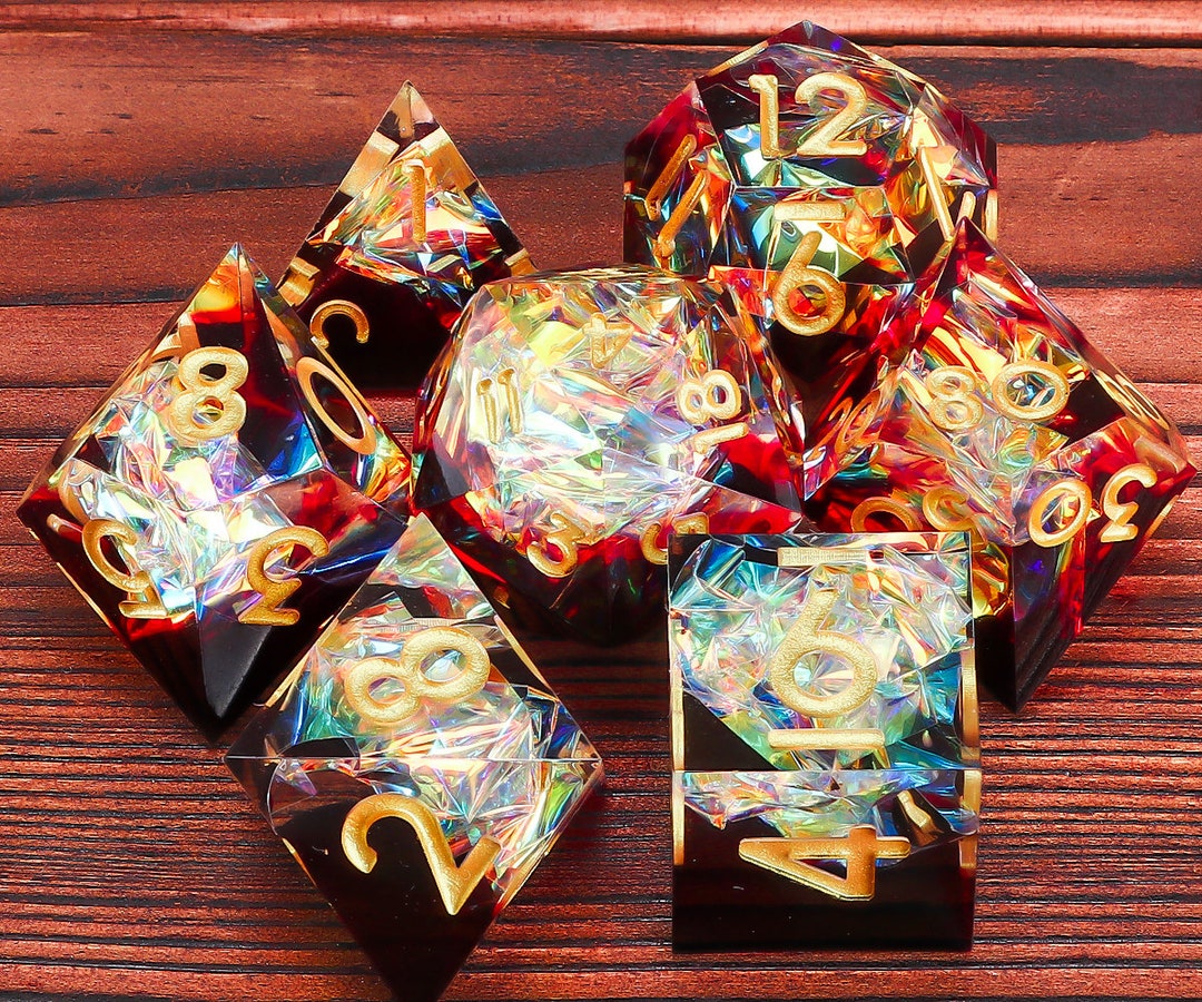 Sharp Edge Dice Set Dnd Resin Dice Handmade Flower Dnd Dice - Etsy