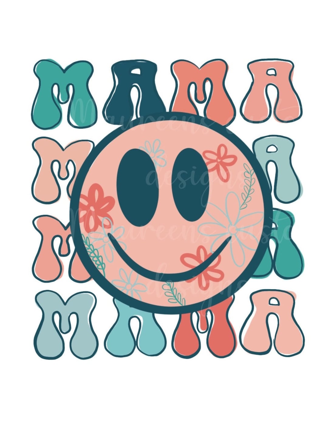 Mama Smiley Face Png File Screen Press - Etsy