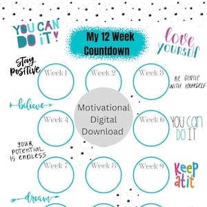 12 Week Countdown, Weight Loss Tracker. Progress Chart, Visual ...