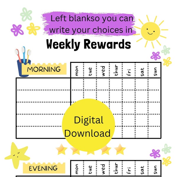 Blank Reward Chart - Etsy