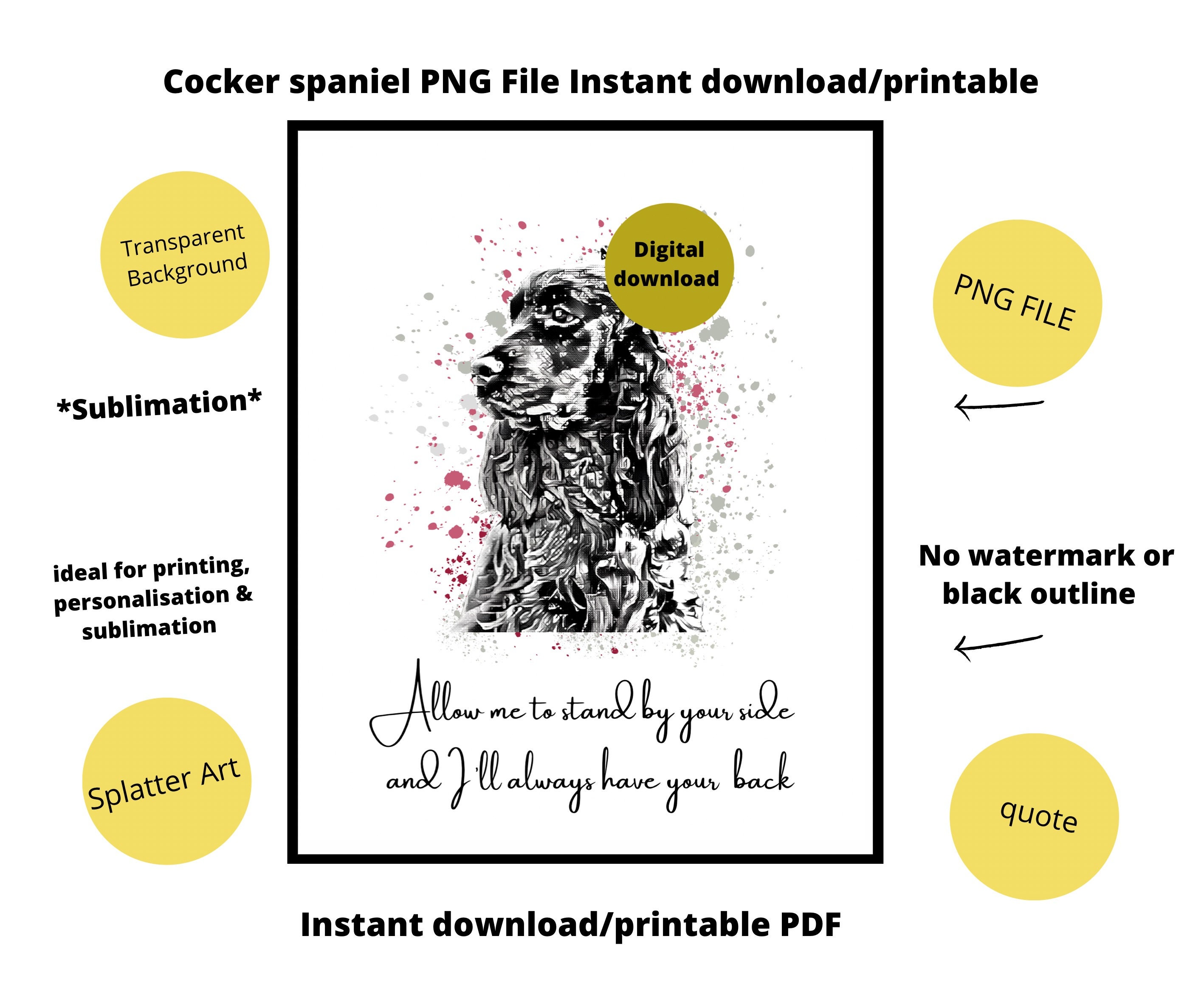 Cocker Spaniel Dog Sublimation With Quote PNG File - Etsy