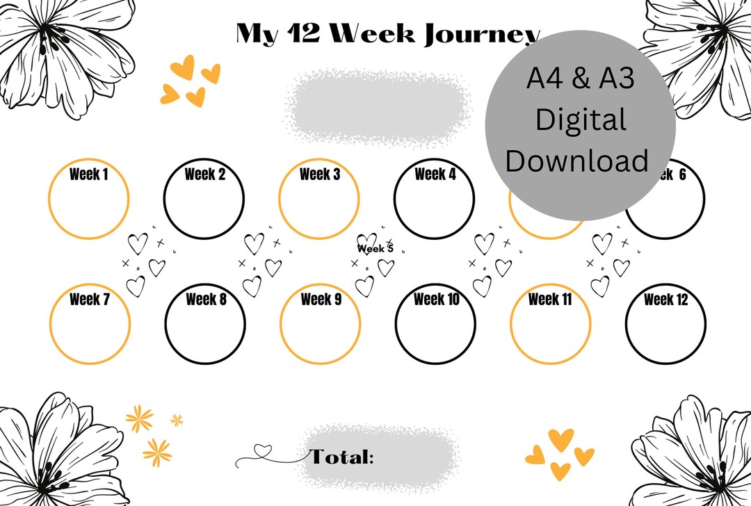 My 12 Week Journey, Record Sheet, Weight Tracker. Progress Chart ...