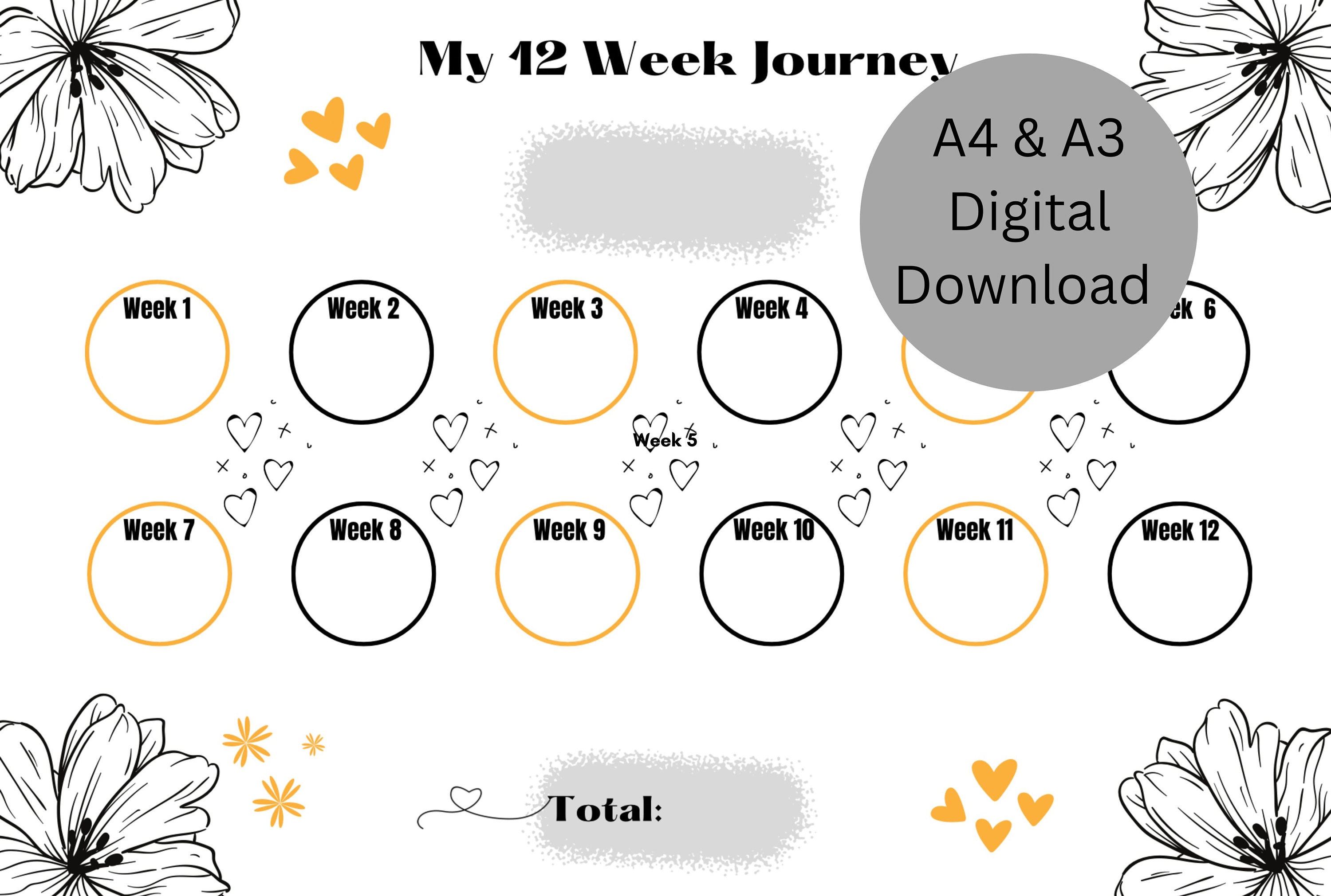 My 12 Week Journey, Record Sheet, Weight Tracker. Progress Chart ...