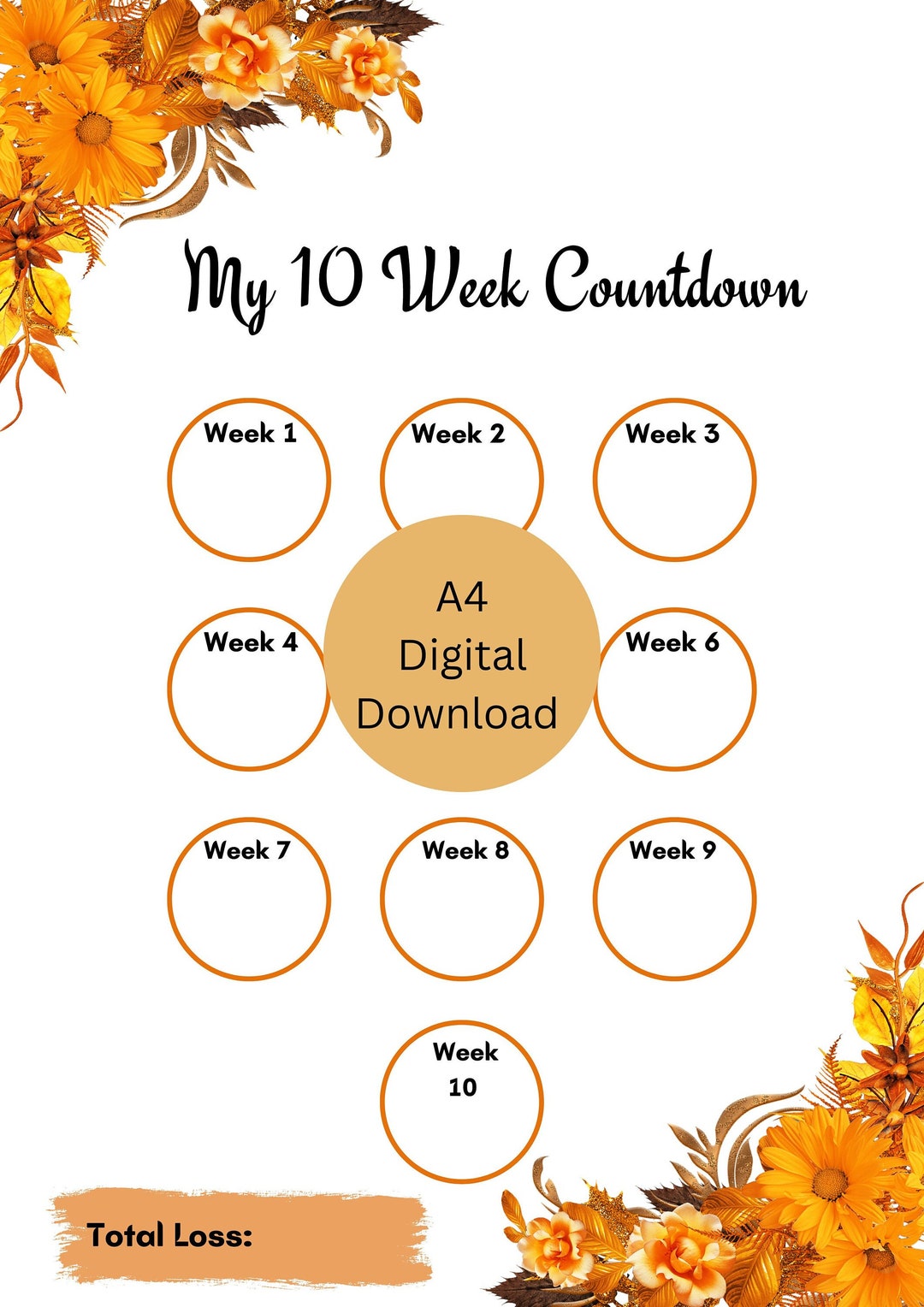 10 Week Countdown Weight Loss Tracker. Progress Chart Visual - Etsy