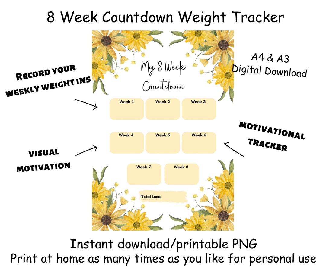8 Week Weight Loss Tracker - Etsy