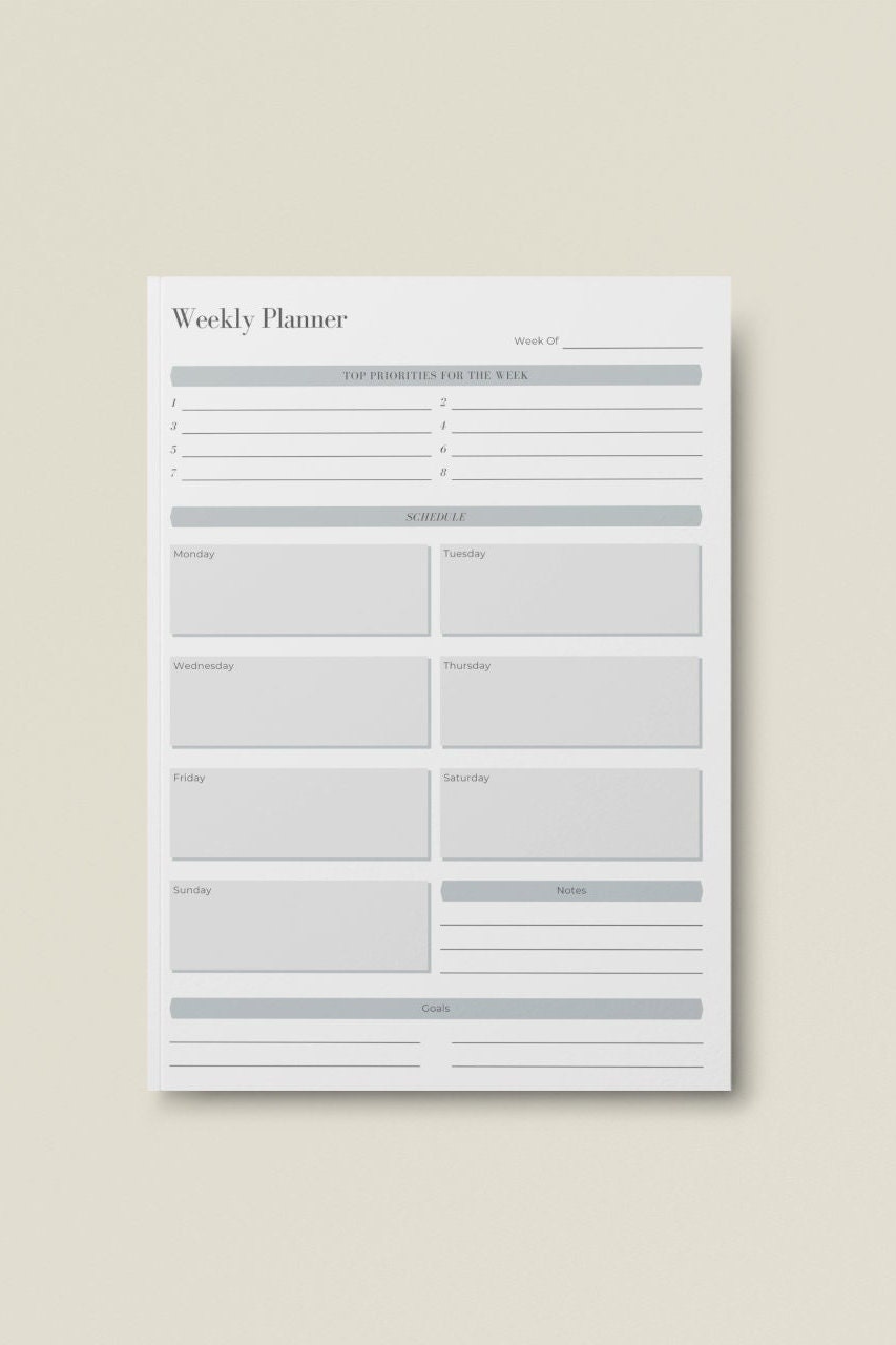 Printable Minimalist Weekly Planner | Fillable PDF | Weekly Schedule ...