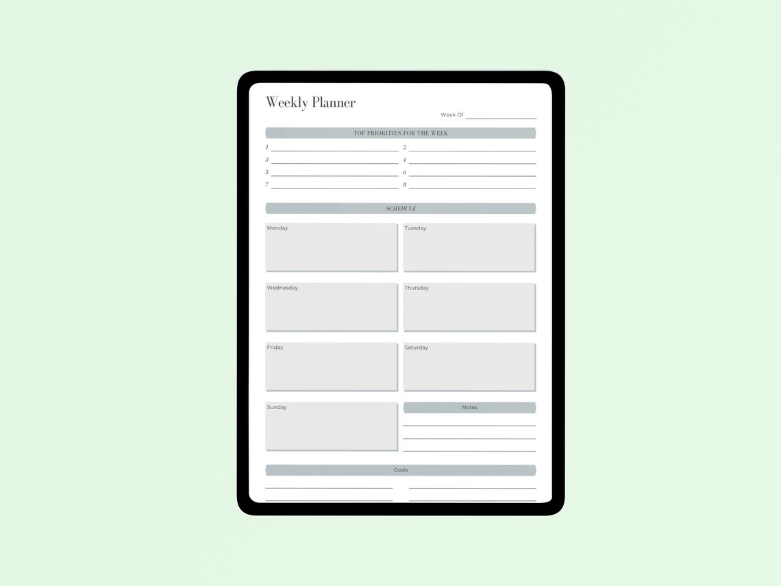 Printable Minimalist Weekly Planner | Fillable PDF | Weekly Schedule ...