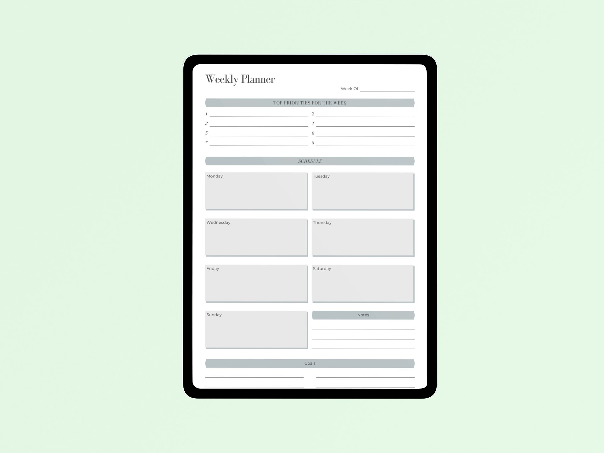 Printable Minimalist Weekly Planner | Fillable PDF | Weekly Schedule ...