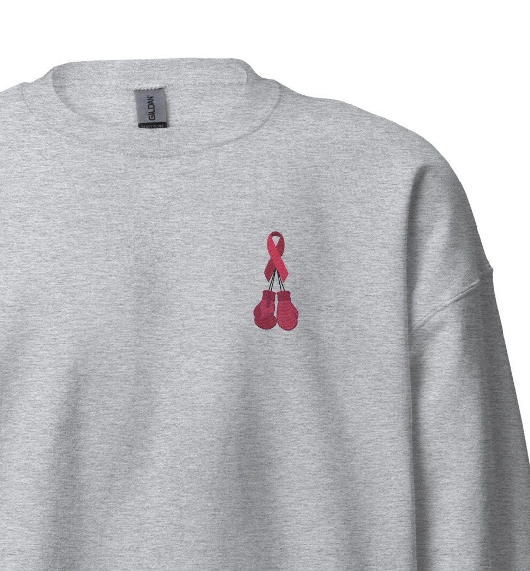 Fight Cancer Boxing Gloves Embroidered Sweatshirt Multiple Myeloma ...
