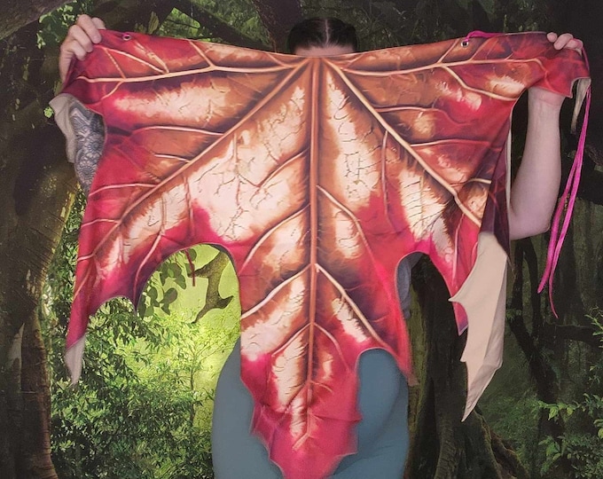 Fabric Leaf Cloak With Leather Leaves and Fungi Details Hip Length - Etsy