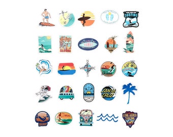 Surf/surfing Sticker,25-pck,glossy Finish,waterproof, High-quality ...