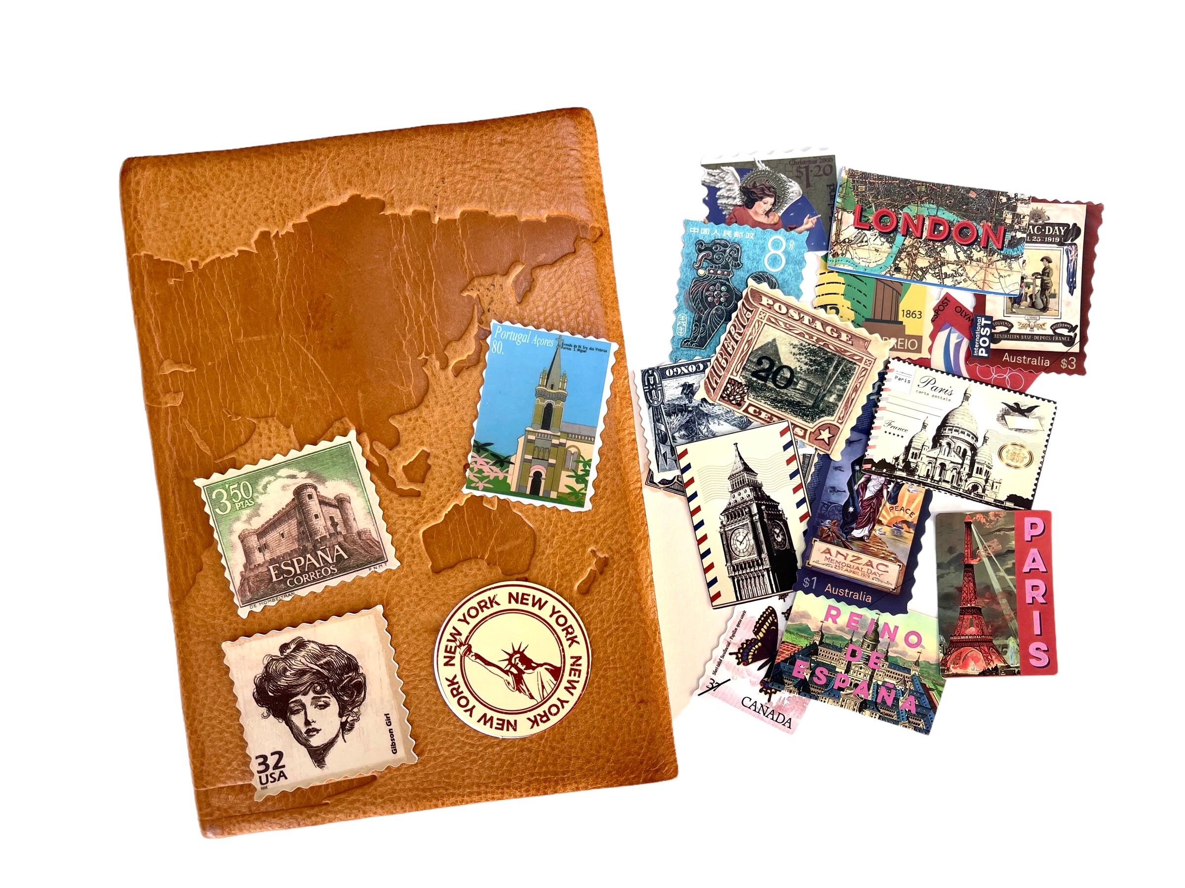 Vintage Postage Stamp Stickers Set,16-pack Stickers,world Countries ...