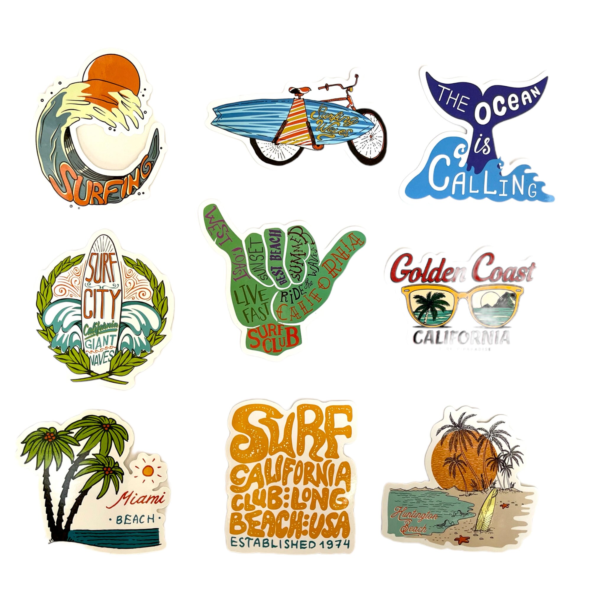 Surf/surfing Sticker,25-pck,glossy Finish,waterproof, High-quality ...