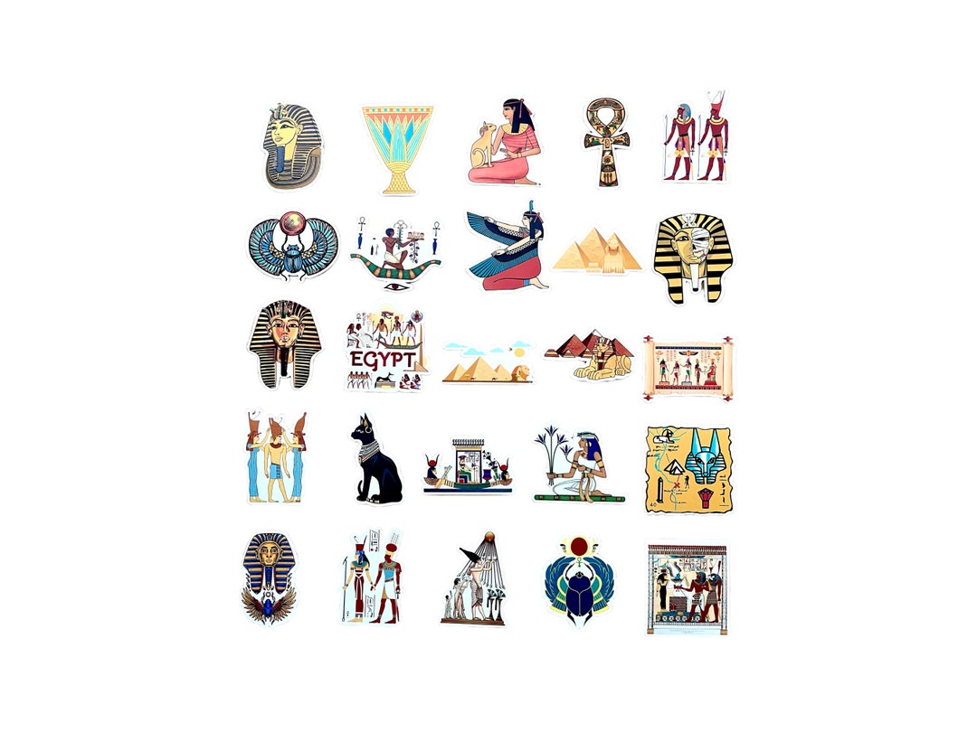 Ancient Egypt 25 Pcs Sticker, Pyramid, Sphinx, Pharaoh, Waterproof ...