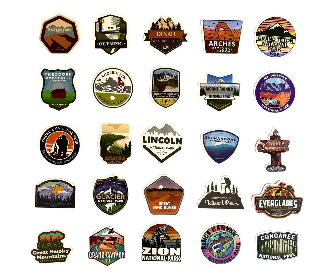 National Park Stickers Set,25-pack Stickers,travel,camp,hiking ...