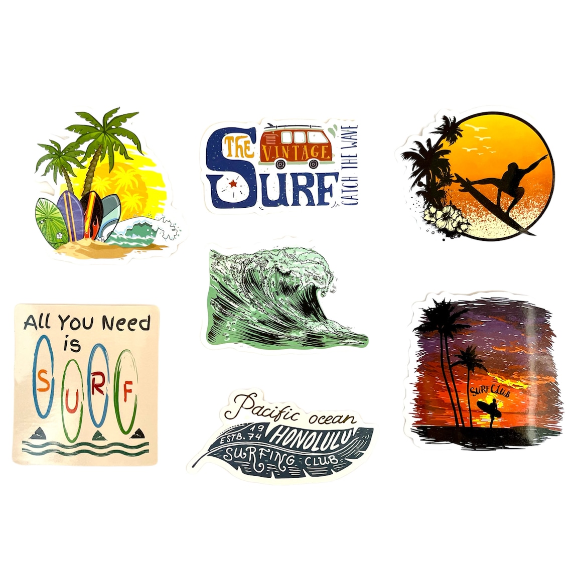 Surf/surfing Sticker,25-pck,glossy Finish,waterproof, High-quality ...