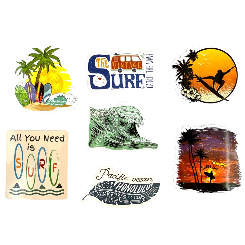Surf/surfing Sticker,25-pck,glossy Finish,waterproof, High-quality ...