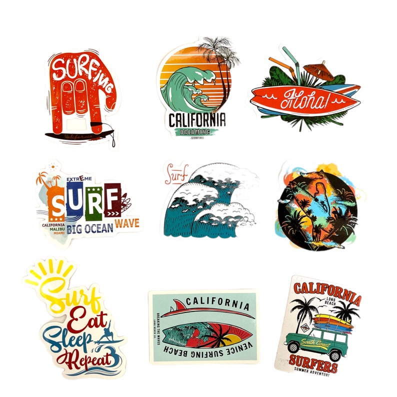 Surf/surfing Sticker,25-pck,glossy Finish,waterproof, High-quality ...