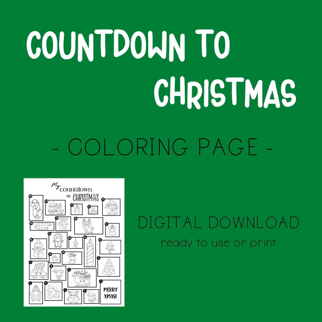 COUNTDOWN TO CHRISTMAS Coloring Page - Etsy