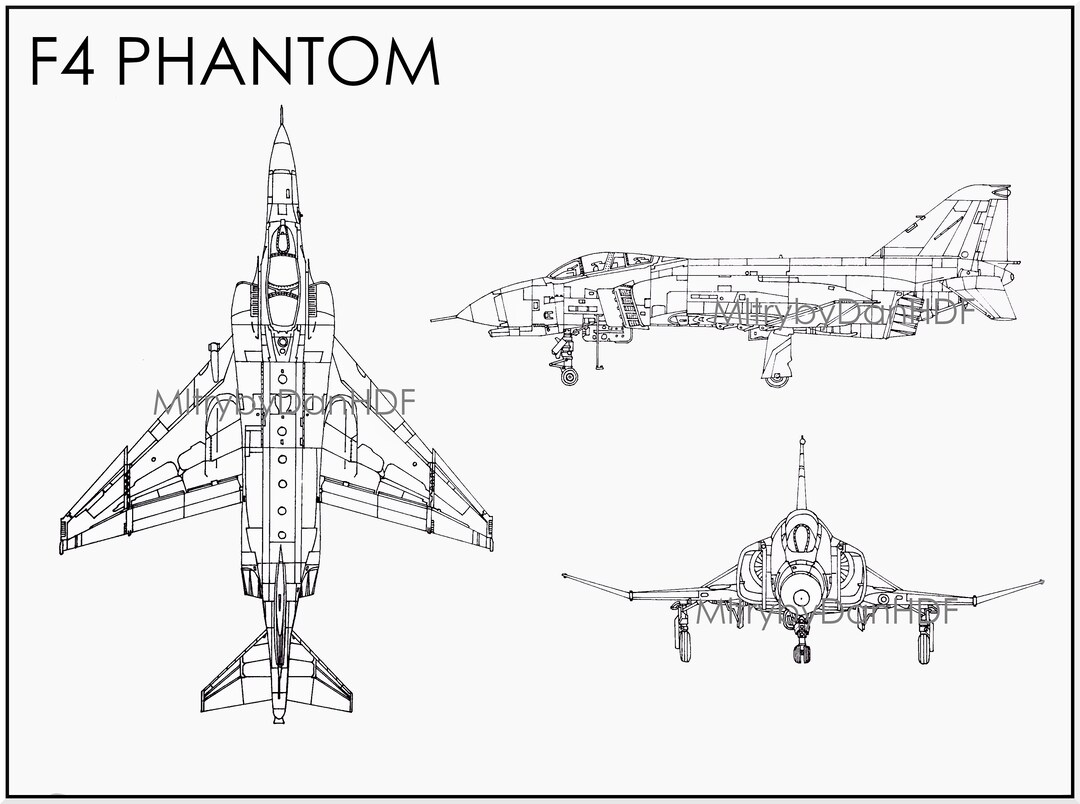 Technical Drawing, Digital Art Print, Wall Decoration, F4 Phantom ...