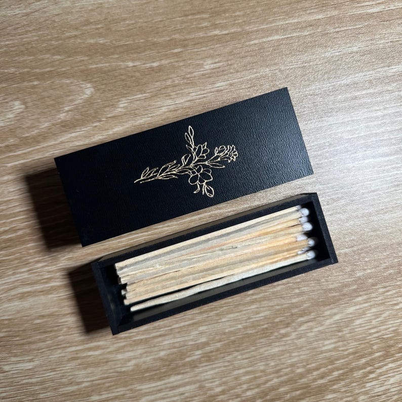 Custom Gold Foil Cross Matchbox | Floral Cross Design | Personalized ...