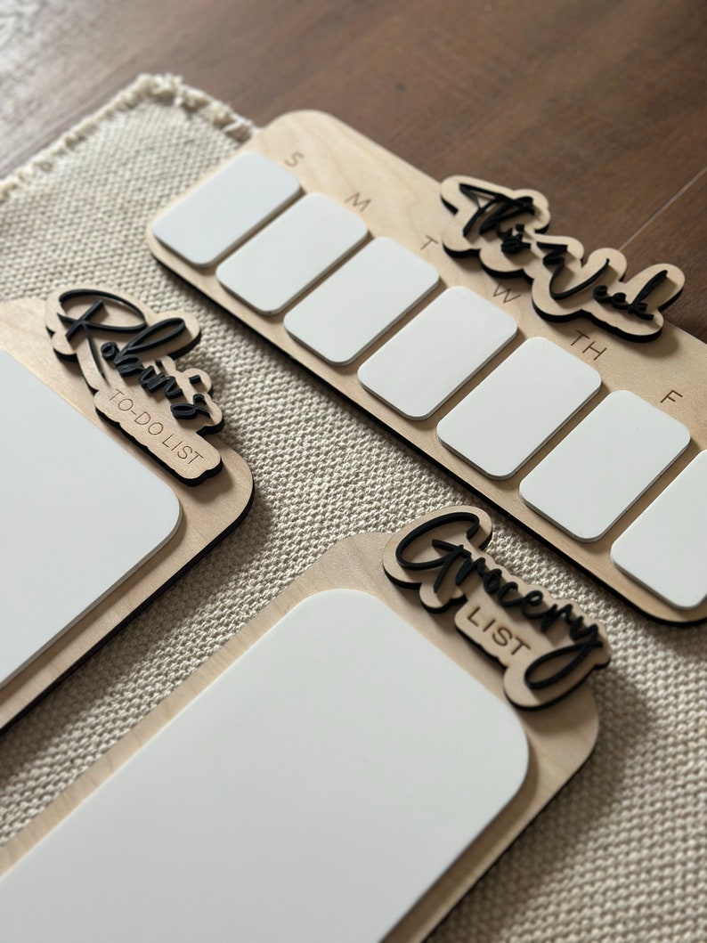 WOODEN FRIDGE MAGNET to Do List - Grocery List - Notes White Board Dry ...