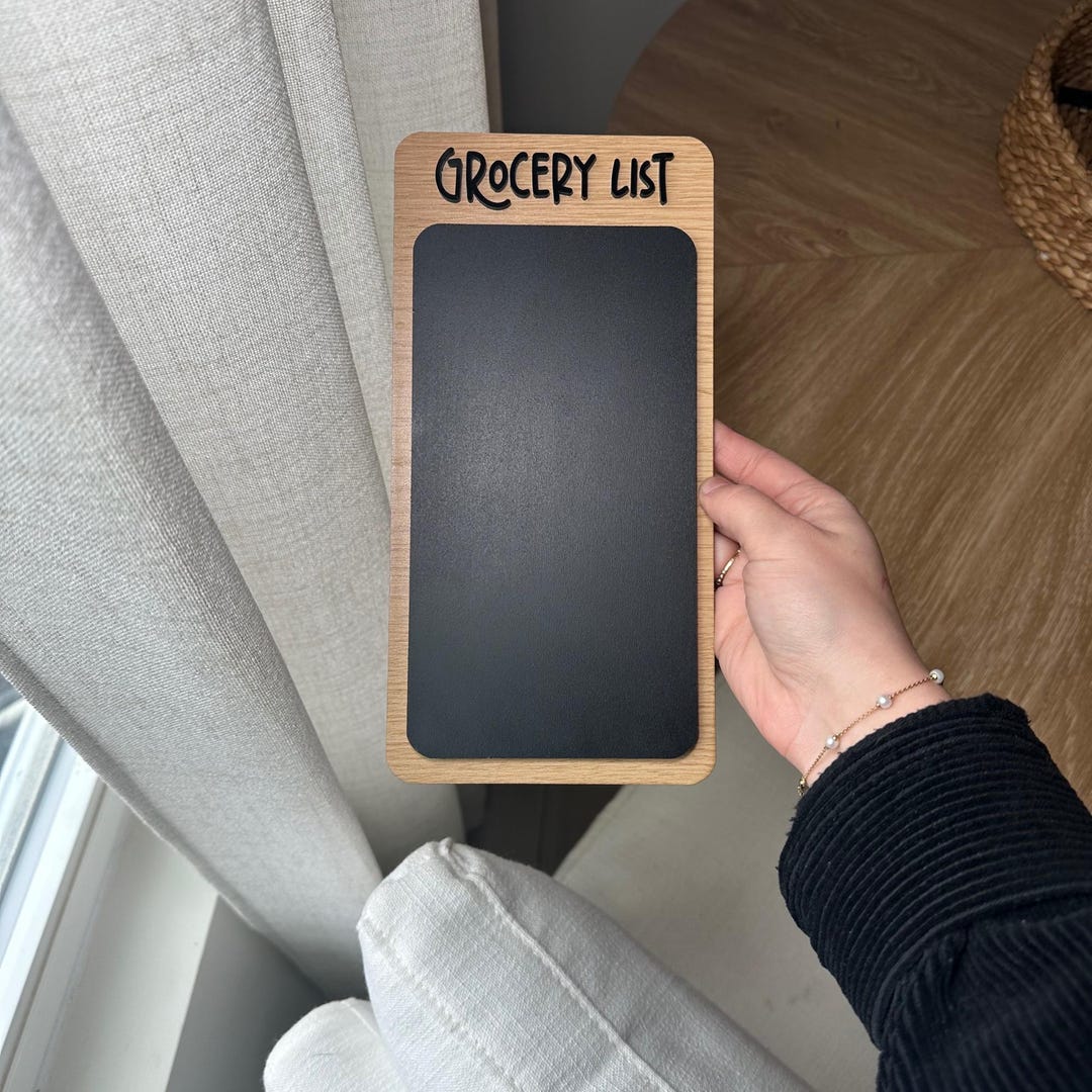 Magnetic Grocery List Board Chalkboard or Whiteboard Oak Backing ...