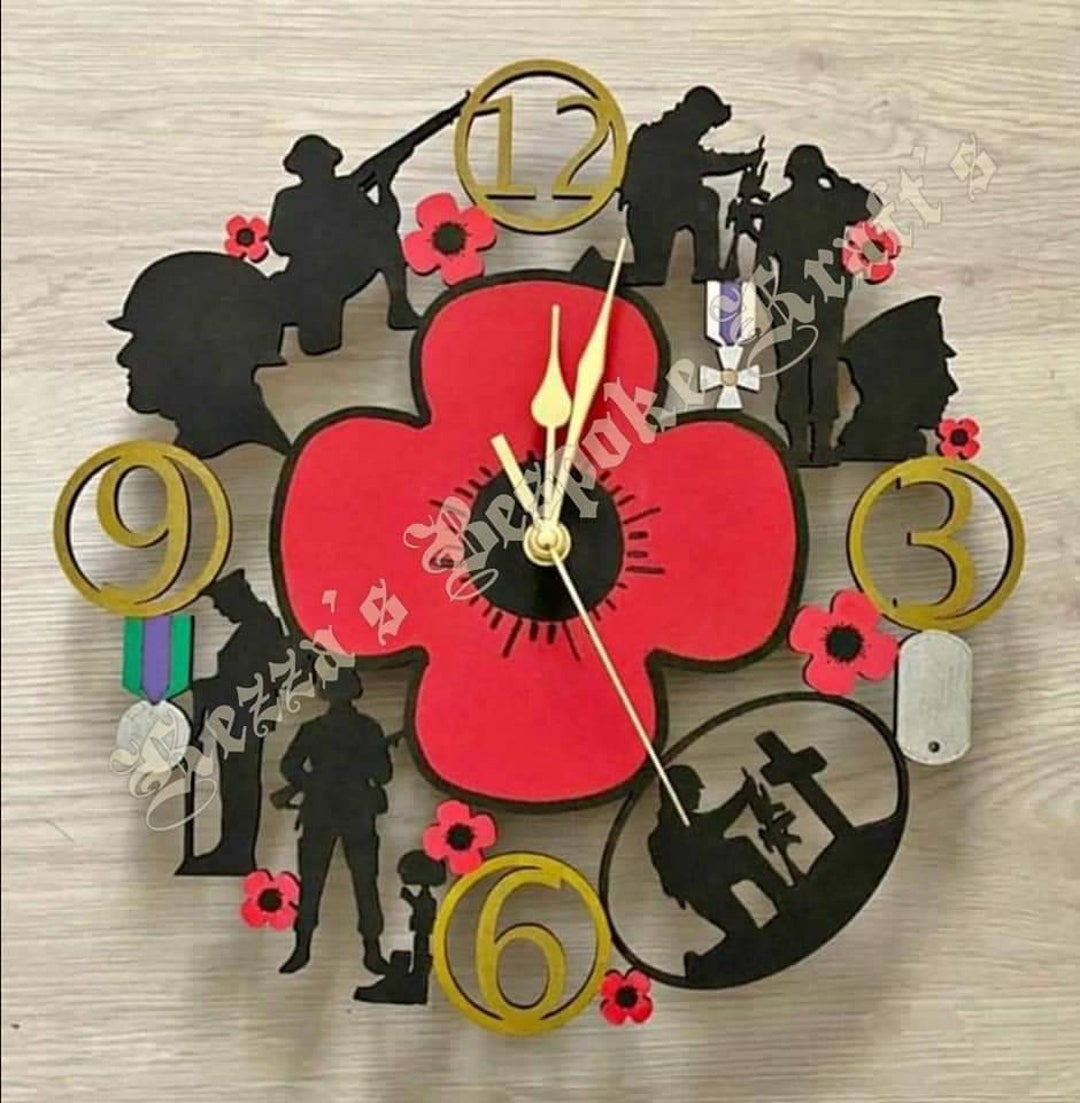 Poppy Clock: Military Remembrance Wall Art - Etsy UK