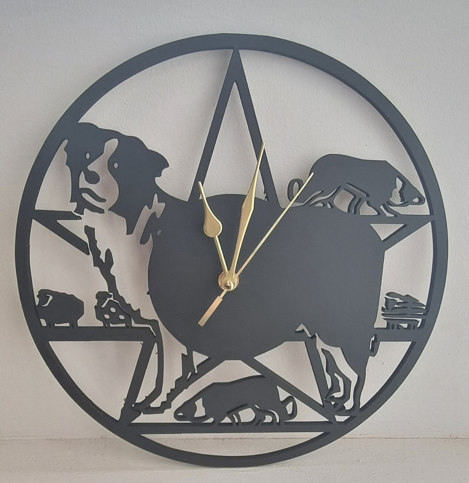 Sheepdog Clock - Border Collies - Sheepdog 300mm, Wood, Sheep Farm, Dog ...