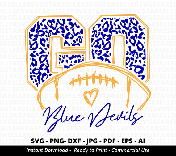 Go Blue Devils Football Svgblue Devils Svggo Leopard Blue - Etsy
