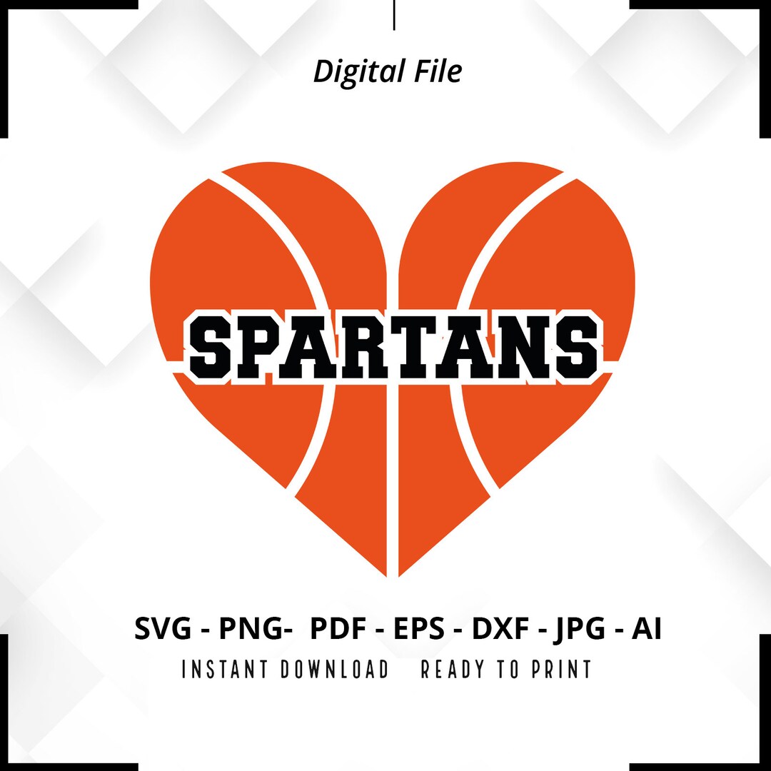 Spartans Basketball Heart SVG PNG Spartans Basketball Svg - Etsy