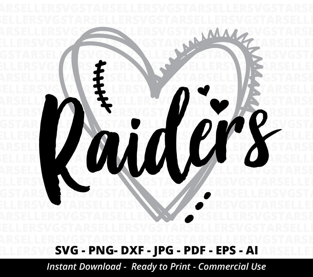 Raiders Heart SVG PNG, Raiders Football Shirt Design, Mascot Cheer SVG ...
